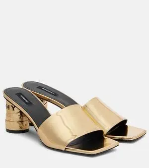 Givenchy Mirrored Leather Mules - Gold
