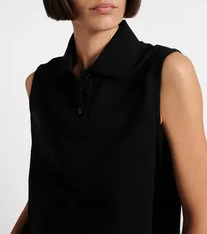 Saint Laurent Cassandre Cotton Piqué Top - Black