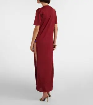 Saint Laurent Wool Maxi Dress - Red
