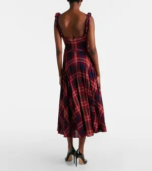 VIVIENNE WESTWOOD Chichi Draped Plaid Midi Dress - Red