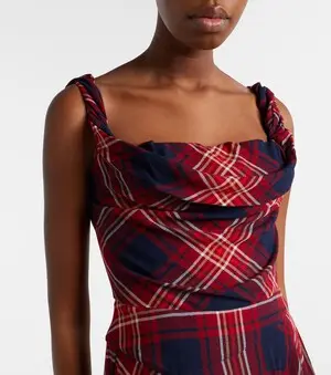VIVIENNE WESTWOOD Chichi Draped Plaid Midi Dress - Red