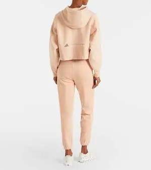 Adidas By Stella McCartney Cropped Cotton-blend Hoodie - Pink