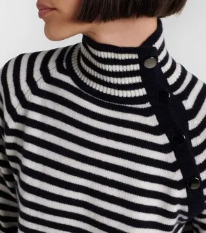 Max Mara Paniere Striped Cashmere Turtleneck Top