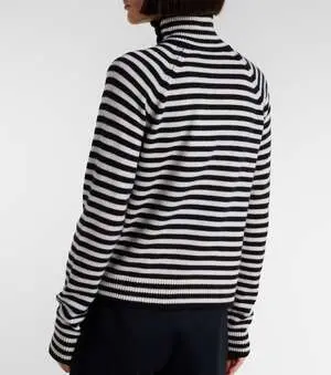 Max Mara Paniere Striped Cashmere Turtleneck Top