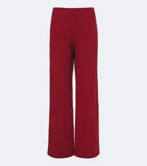 LESET Lauren Jersey Wide-leg Pants - Red