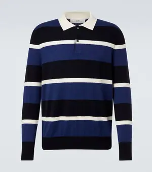 Arch4 Striped Cashmere Polo Sweater - Blue