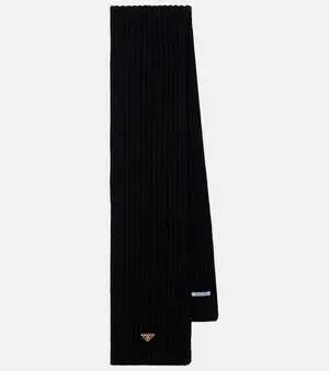 Prada Ribbed-knit Virgin Wool Scarf - Black