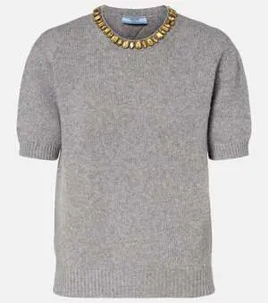 Prada Embellished Wool And Cashmere Sweater