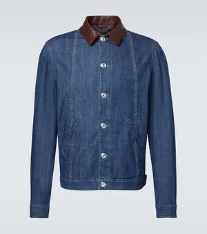 Brunello Cucinelli Leather-trimmed Denim Jacket