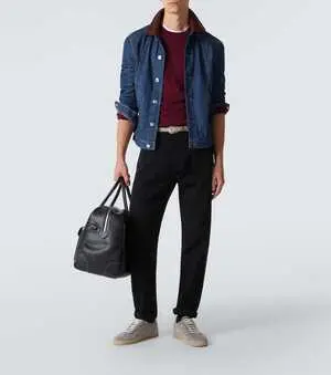Brunello Cucinelli Leather-trimmed Denim Jacket