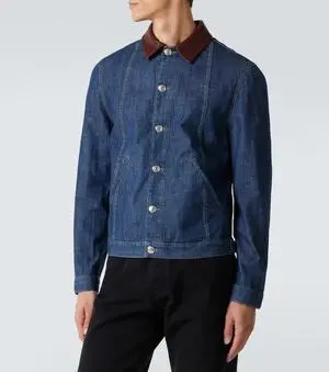 Brunello Cucinelli Leather-trimmed Denim Jacket