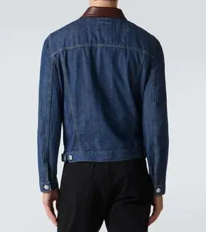 Brunello Cucinelli Leather-trimmed Denim Jacket