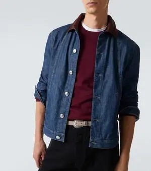 Brunello Cucinelli Leather-trimmed Denim Jacket