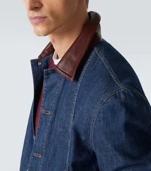 Brunello Cucinelli Leather-trimmed Denim Jacket