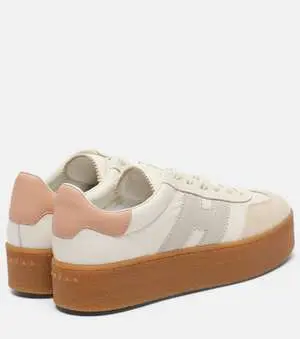 Hogan H698 Suede-trimmed Leather Sneakers - White