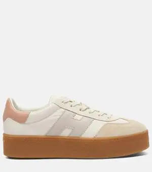 Hogan H698 Suede-trimmed Leather Sneakers - White