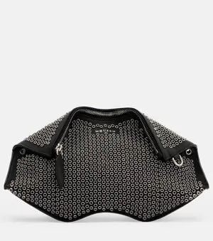Alexander McQueen Manta Embellished Leather Clutch - Black