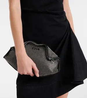 Alexander McQueen Manta Embellished Leather Clutch - Black