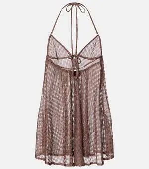 Missoni Open-knit Halterneck Lamé Beach Cover-up - Brown
