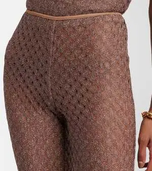 Missoni Open-knit Lamé Flared Pants - Brown