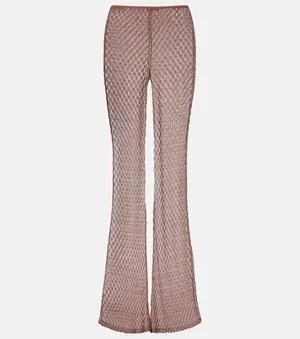 Missoni Open-knit Lamé Flared Pants - Brown