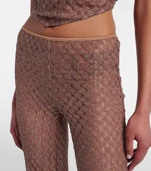 Missoni Open-knit Lamé Flared Pants - Brown