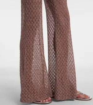Missoni Open-knit Lamé Flared Pants - Brown