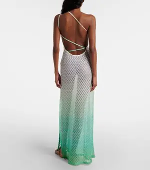 Missoni Open-knit One-shoulder Lamé Beach Cover-up - Multicoloured