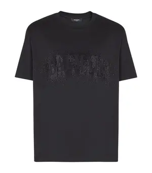 Balmain Cotton Crystal Logo T-shirt