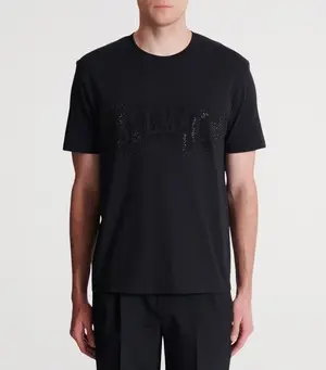 Balmain Cotton Crystal Logo T-shirt