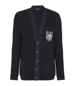 Balmain Cotton-blend Crest Cardigan