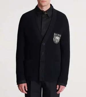 Balmain Cotton-blend Crest Cardigan