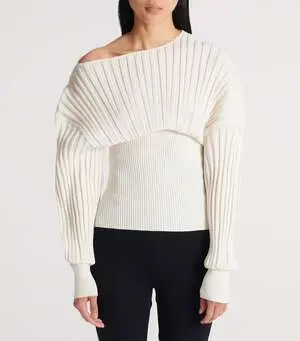 Balmain Rib-knit One-shoulder Sweater