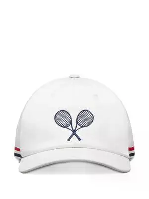 Thom Browne Tennis Racket Embroidered Cap - White