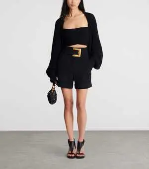 Balmain Rib-knit Bolero Cardigan - Black