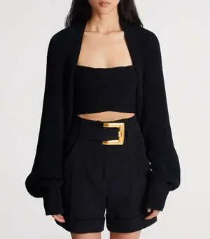 Balmain Rib-knit Bolero Cardigan - Black