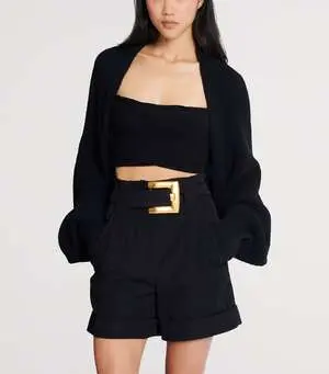 Balmain Rib-knit Bolero Cardigan - Black