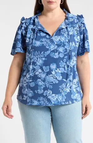 SUGARLIPS Floral Ruffle Top