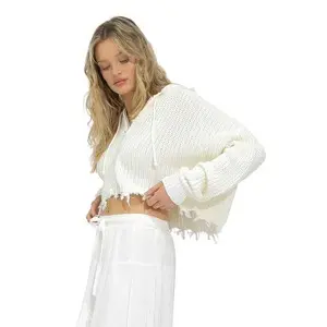 BELLE & BLOOM Another Love Fringe Zip Knit - White