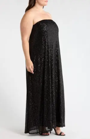 SUGARLIPS Strapless Sequin Maxi Dress