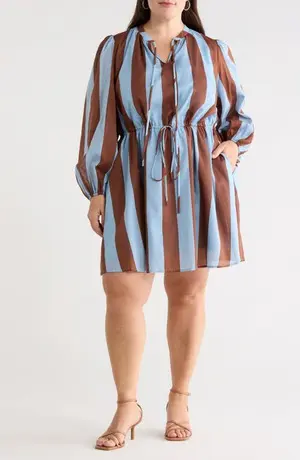 SUGARLIPS Evabelle Stripe Long Sleeve Shift Dress