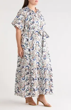 SUGARLIPS Ralston Floral Cotton Maxi Shirtdress
