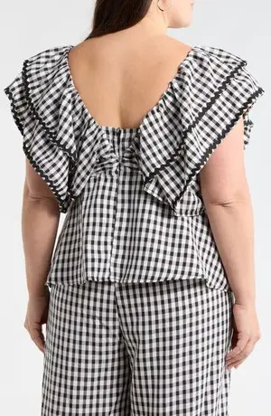 SUGARLIPS Dovery Gingham Ruffle Top