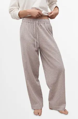 Mango Cotton Seersucker Pajamas - Medium Brown