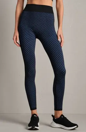 RHONE Houndstooth Check Leggings - Navy Blue Hounds