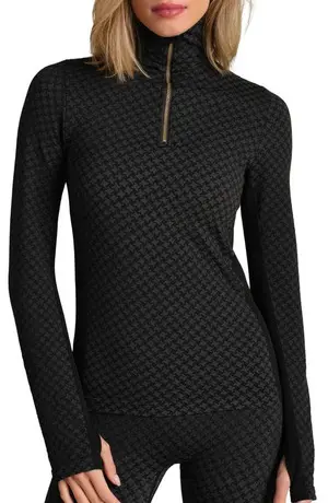 RHONE Houndstooth Seamless Half-zip Pullover - Pure Black Houndstooth