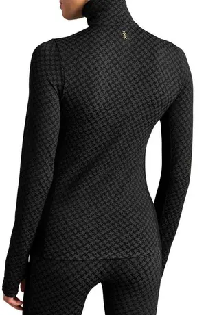 RHONE Houndstooth Seamless Half-zip Pullover - Pure Black Houndstooth