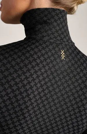 RHONE Houndstooth Seamless Half-zip Pullover - Pure Black Houndstooth
