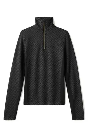 RHONE Houndstooth Seamless Half-zip Pullover - Pure Black Houndstooth