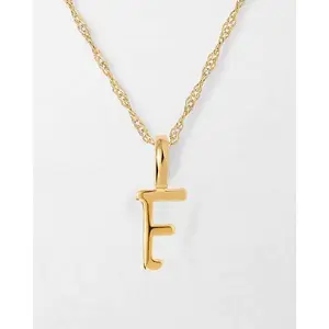 EDGE OF EMBER Solid Gold Initial Necklace - F